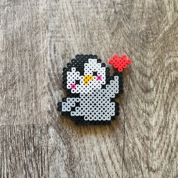 Handmade | Other | Penguin Magnet Heart Perler Beads Handmade | Poshmark